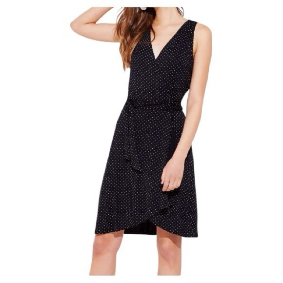 LOFT | Dresses | Loft Plus Navy Blue Polka Dot Wrap Dress L Size 26 L ...